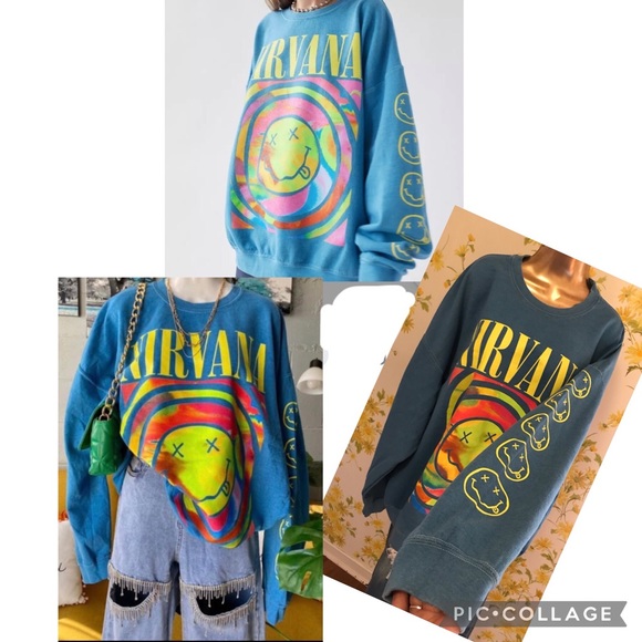 NIRVANA | Sweaters | Nwt Nirvana Smile Overdyed Sweatshirt Very ...